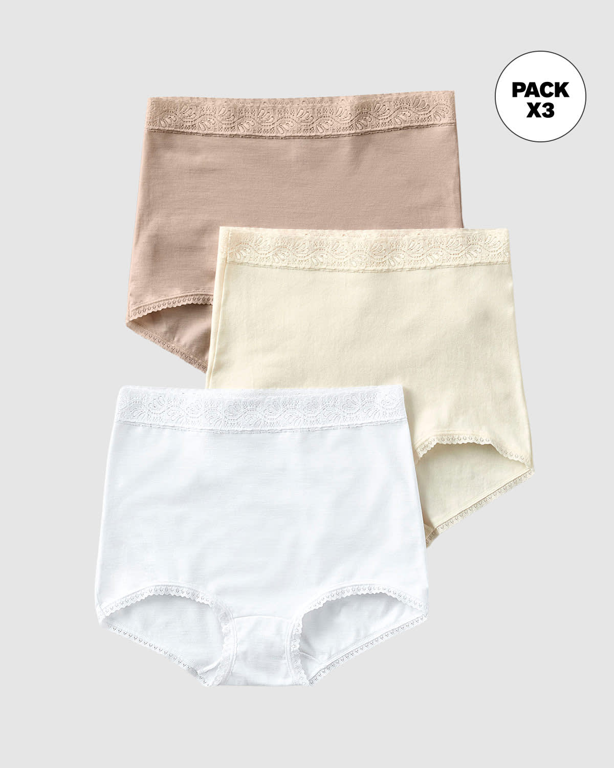 Paquete x 3 calzones clásicos de ajuste y cubrimiento total | Leonisa Perú